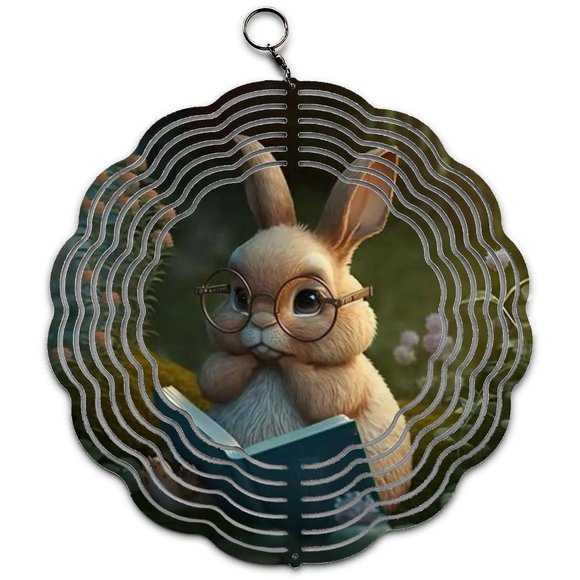 Design | Cute Rabbit Reading Wind Spinner With Swivel Hook | Poshmark